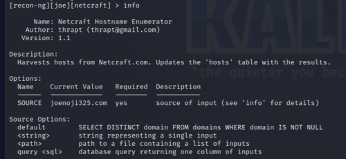 Recon-ng | kali linux覚え書き