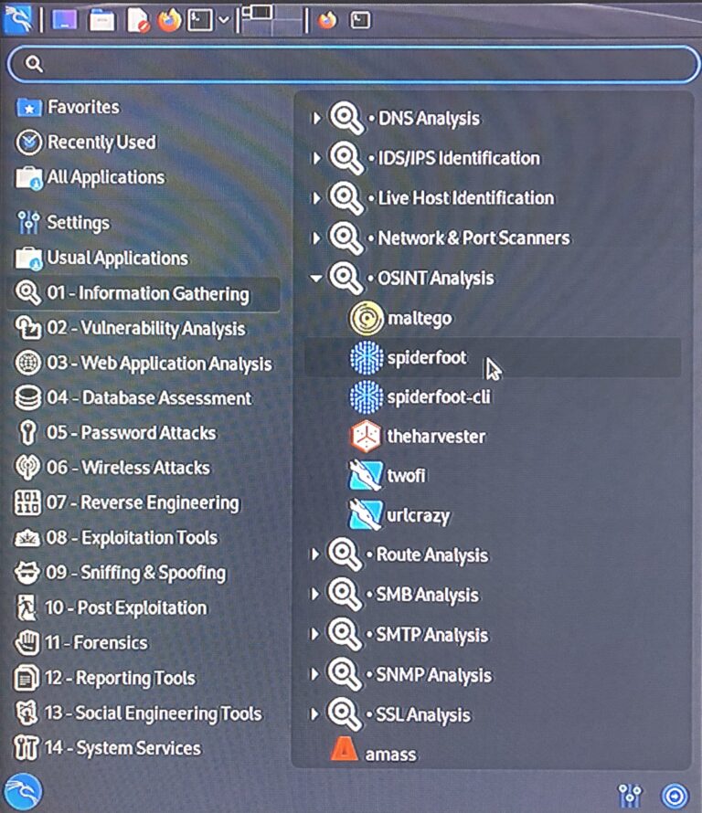 OSINT(5) SpiderFoot | kali linux覚え書き