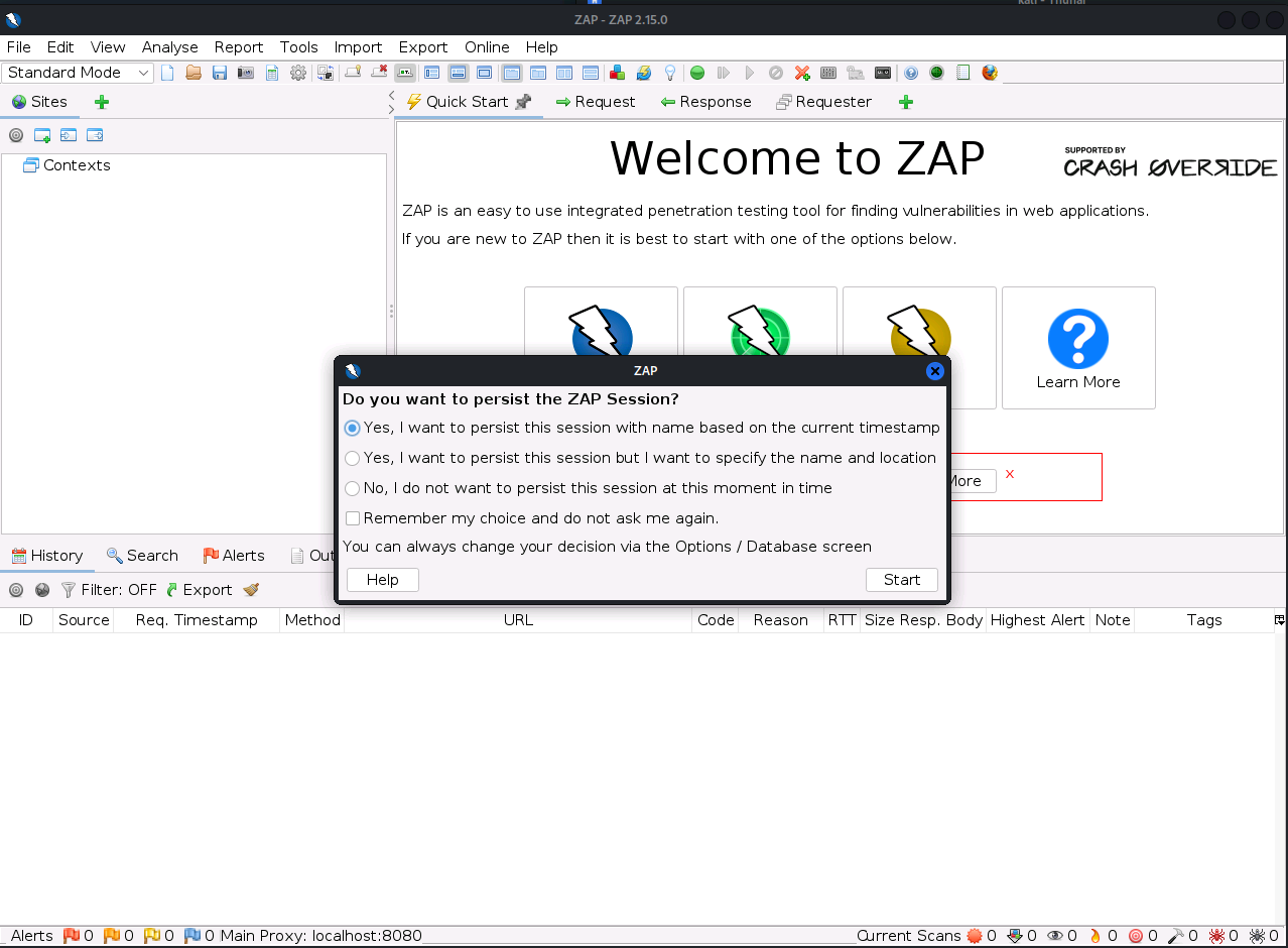 ZAPROXYでサイト診断(1) | kali linux覚え書き