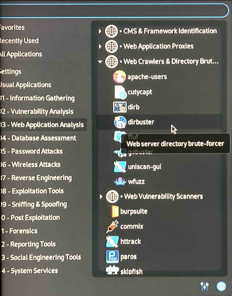 DirbusterでWEBサイト内検索 | kali linux覚え書き