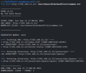 DirbでWEBサイト内検索 | kali linux覚え書き