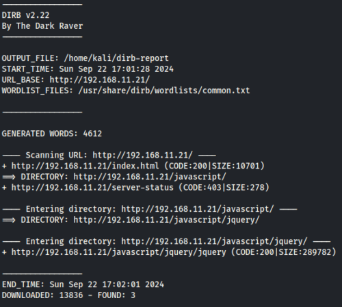 DirbでWEBサイト内検索 | kali linux覚え書き